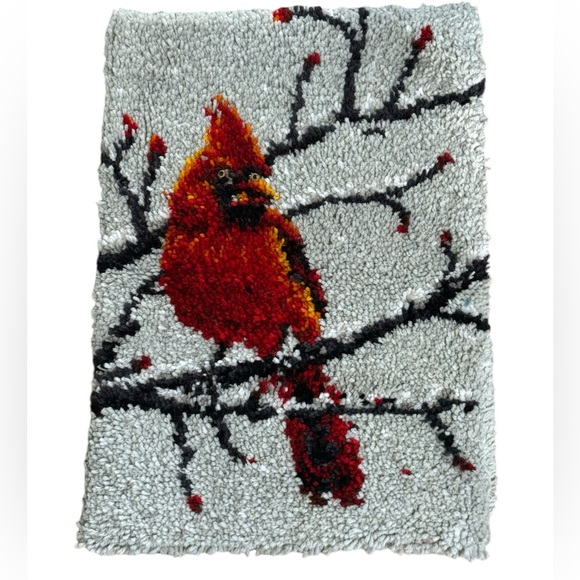 Wall Decor | Vintage Latch Hook Wall Hanging Red Cardinal Complete ...